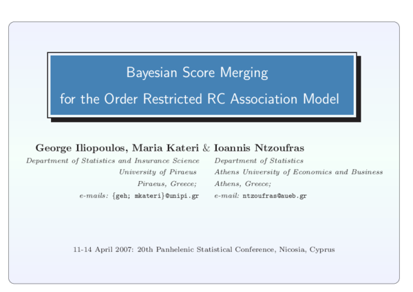Pdf Bayesian Score Merging For The Order Restricted Rc Association Model