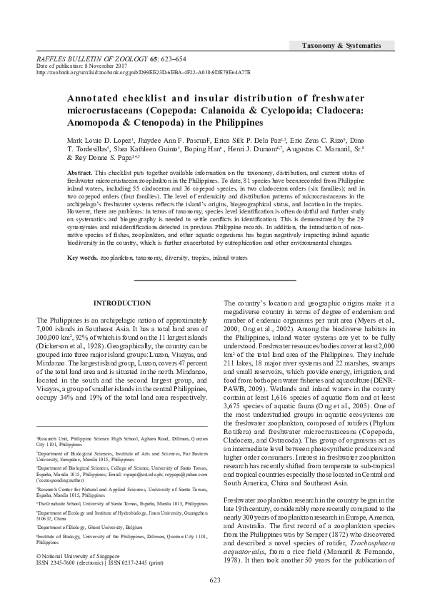 (PDF) Annotated checklist and insular distribution of freshwater ...