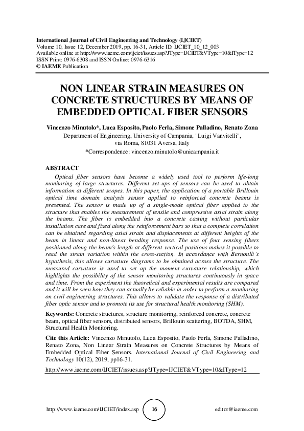 (PDF) NON LINEAR STRAIN MEASURES ON CONCRETE STRUCTURES BY MEANS OF ...