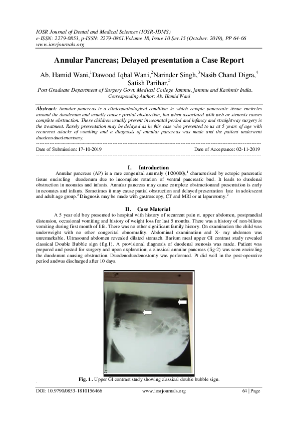 Pdf Annular Pancreas Delayed Presentation A Case Report Iosr