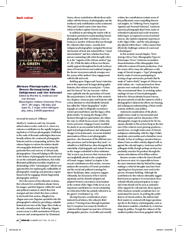 (PDF) Review of African Photographer J. A. Green: Reimagining the ...