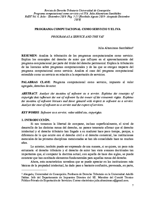 (PDF) Programa computacional como servicio y el IVA | Derecho ...