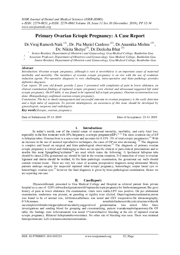 (PDF) Successful management of a patient with ovarian ectopic pregnancy by the end of the first ...