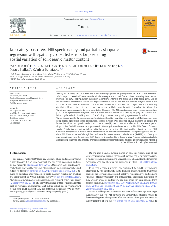 (PDF) Predicting Soil Organic Carbon Contents in Archived Soils Using Mid-Infrared Spectroscopy ...