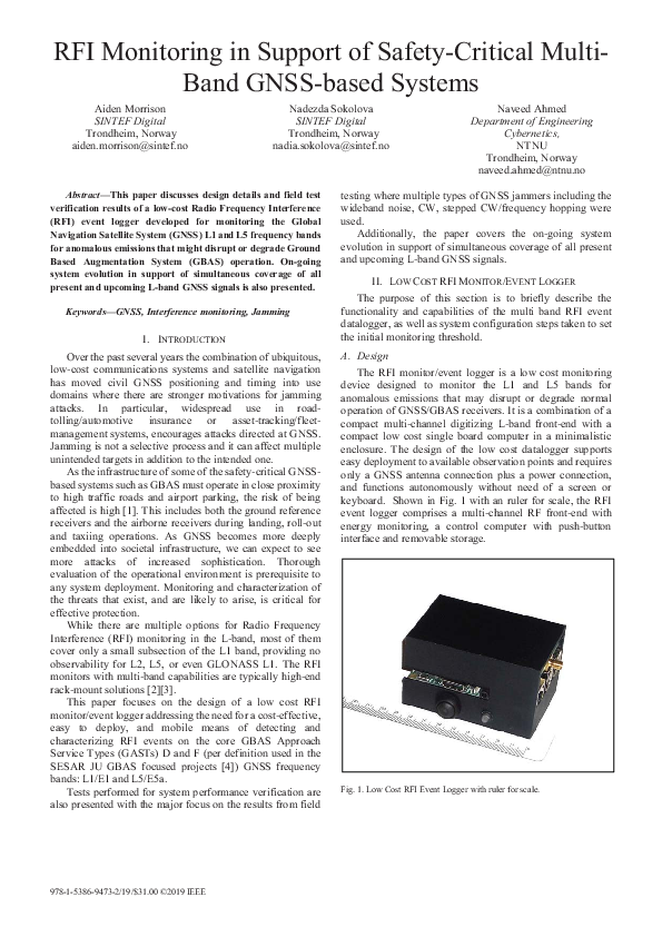 (PDF) RFI Monitoring in Support of Safety-Critical Multi- Band GNSS ...