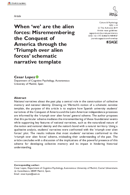 (PDF) When 'we' are the alien forces: Misremembering the Conquest of ...