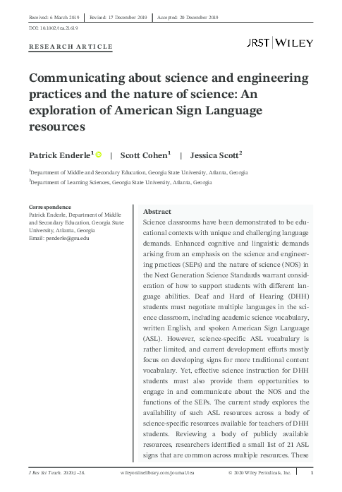 (PDF) Communicating about science and engineering practices and the ...