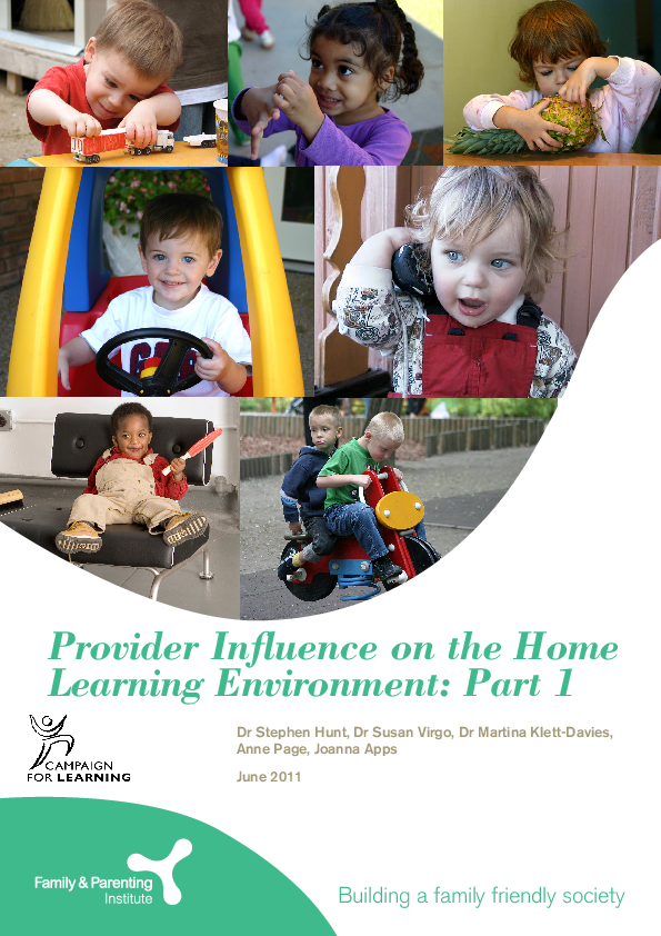 (PDF) Provider Influence on the Home Learning Environment: Part ...