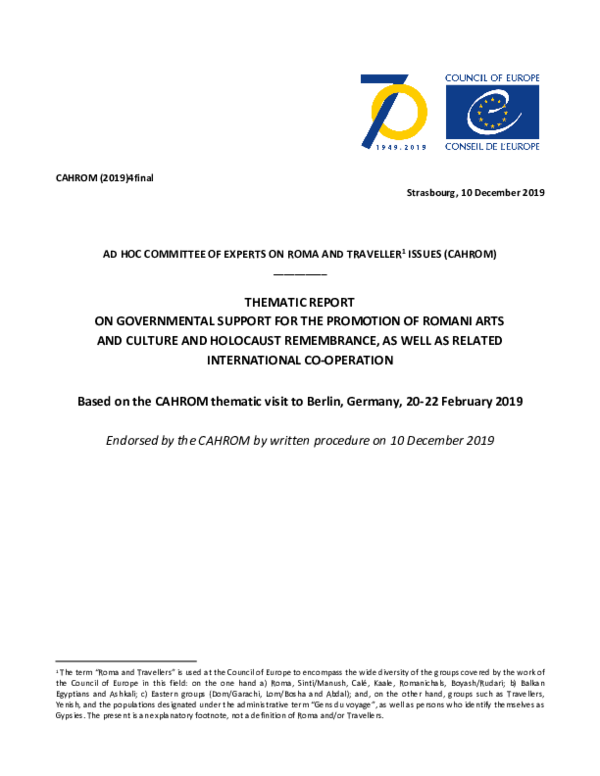 (PDF) CoE Report on Promotion of Romani arts and culture and Roma ...