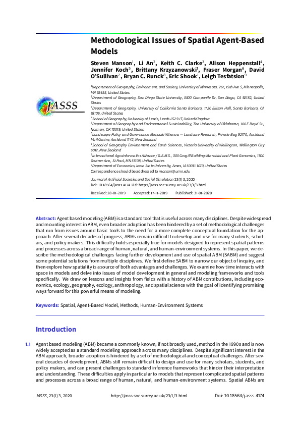 (PDF) Methodological Issues of Spatial Agent-Based Models