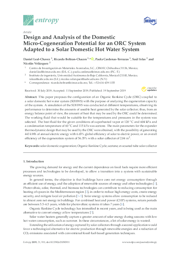 Pdf Design And Analysis Of The Domestic Micro Cogeneration Potential For An Orc System Adapted