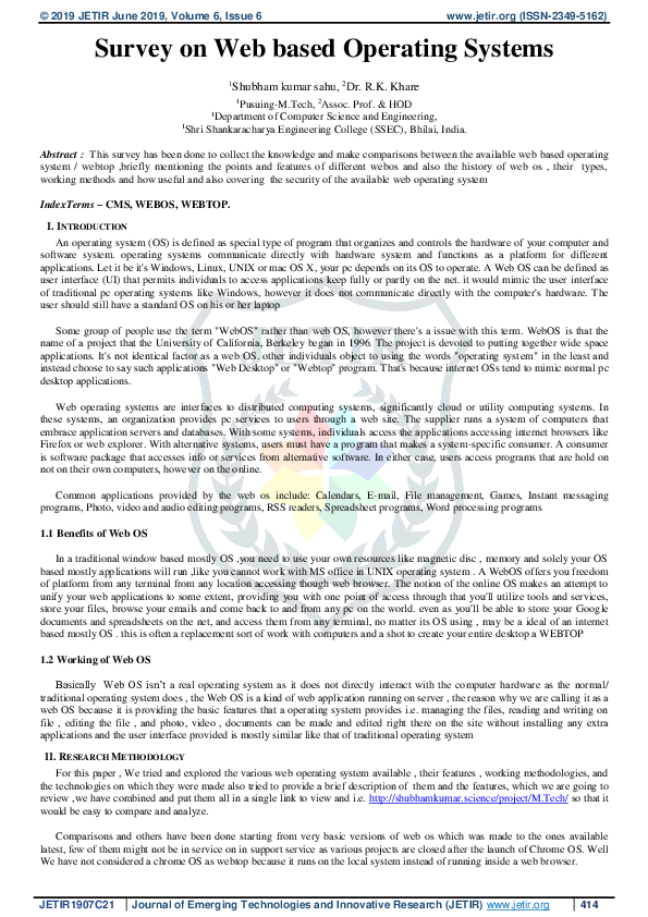 (PDF) Survey on Web based Operating Systems