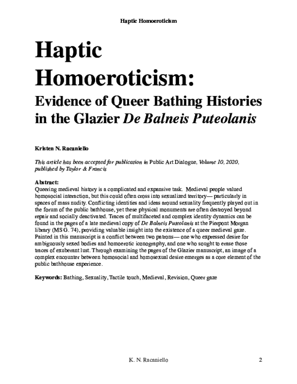 (PDF) Haptic Homoeroticism: Evidence of Queer Bathing Histories in the ...