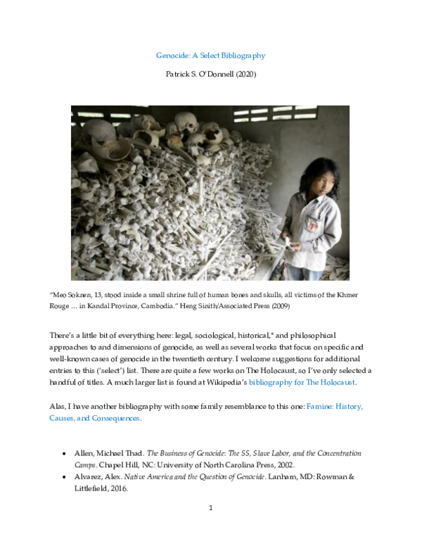 (PDF) Genocide: a select bibliography