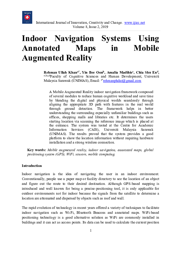(PDF) Indoor Navigation Systems Using Annotated Maps in Mobile Augmented Reality