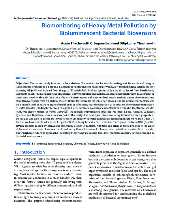 (PDF) Biomonitoring of Heavy Metal Pollution by Bioluminescent ...