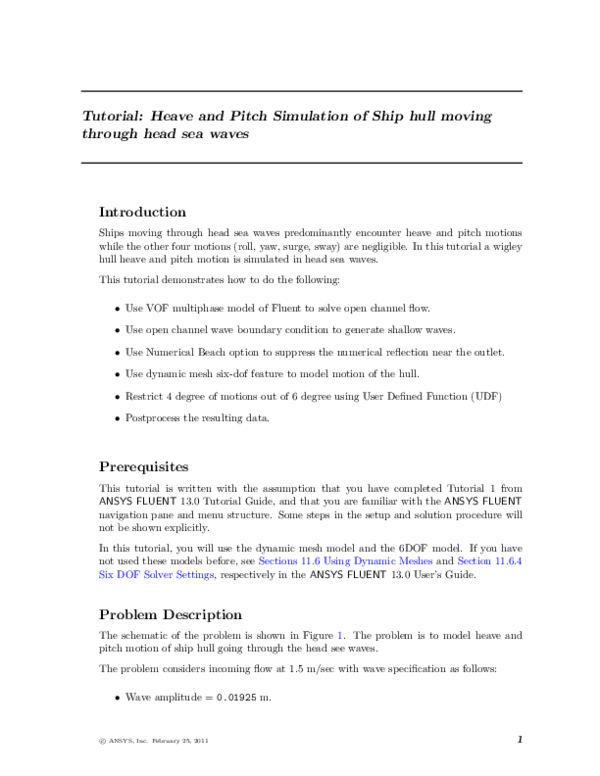 (PDF) Tutorial: Heave and Pitch Simulation of Ship hull moving through ...