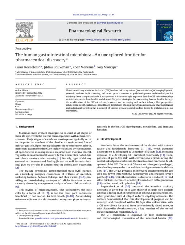 (PDF) The human gastrointestinal microbiota—An unexplored frontier for ...