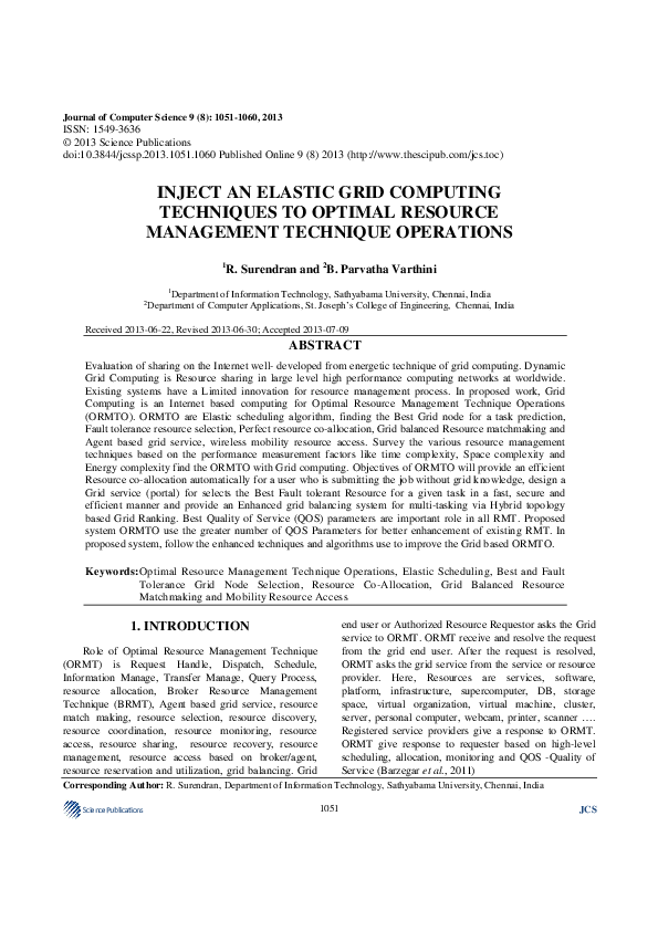 (PDF) INJECT AN ELASTIC GRID COMPUTING TECHNIQUES TO OPTIMAL RESOURCE MANAGEMENT TECHNIQUE ...