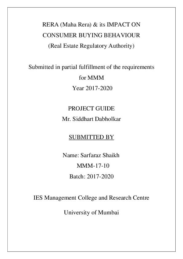 (DOC) Maha Rera & Its Impact