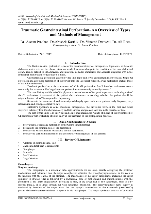 (PDF) Traumatic Gastrointestinal Perforation-An Overview of Types and ...