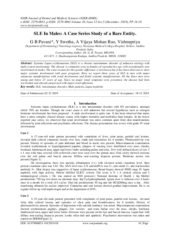 (PDF) SLE In Males: A Case Series Study of a Rare Entity.