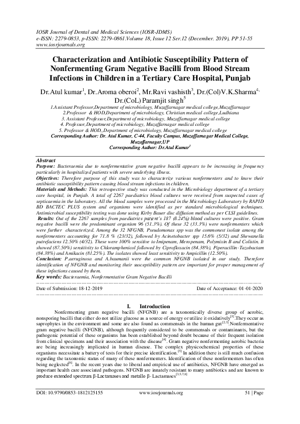 (PDF) Characterization and Antibiotic Susceptibility Pattern of Nonfermenting Gram Negative ...
