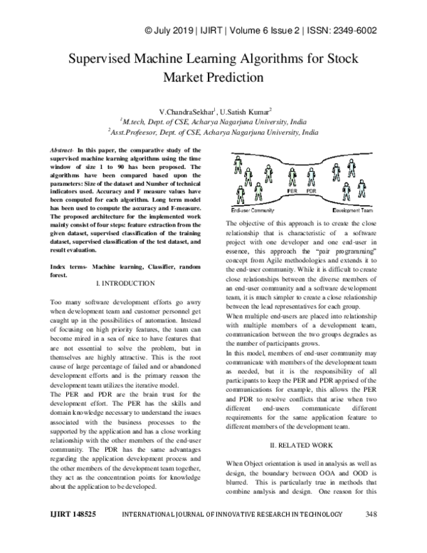 Pdf Supervised Machine Learning Algorithms For Stock Market Prediction