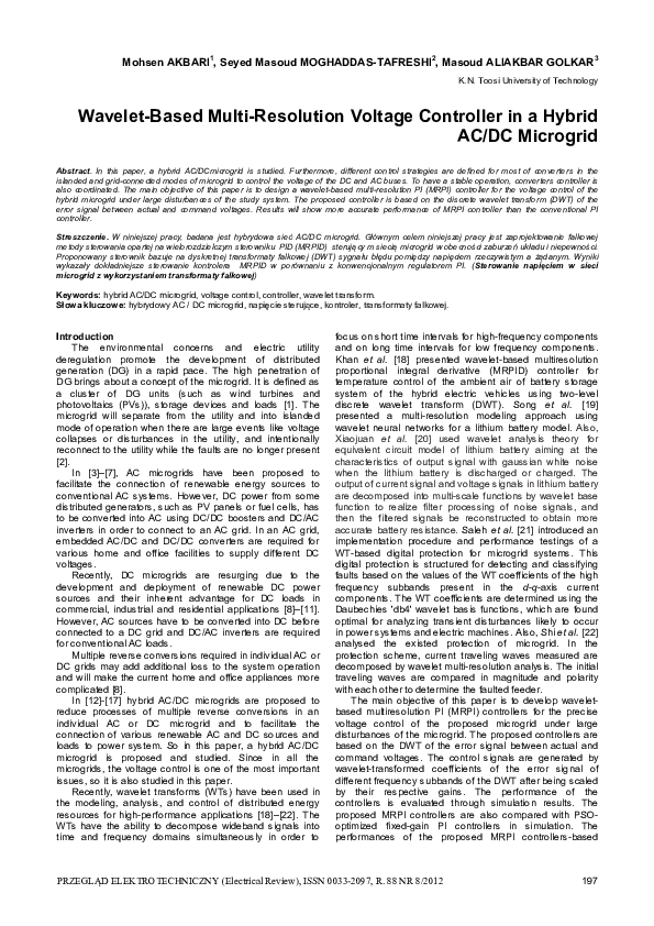 (PDF) Wavelet-Based Multi-Resolution Voltage Controller in a Hybrid AC/DC Microgrid