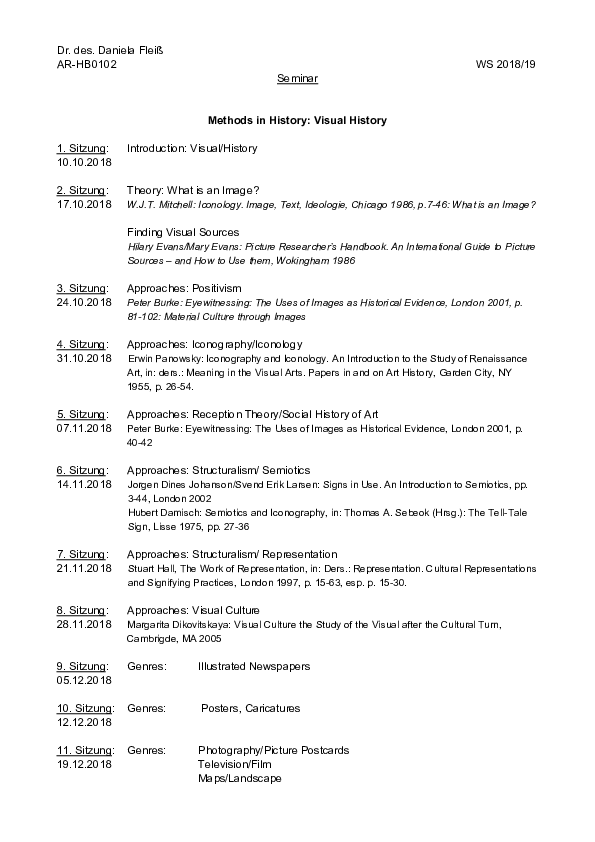 (PDF) Methods in History: Visual History