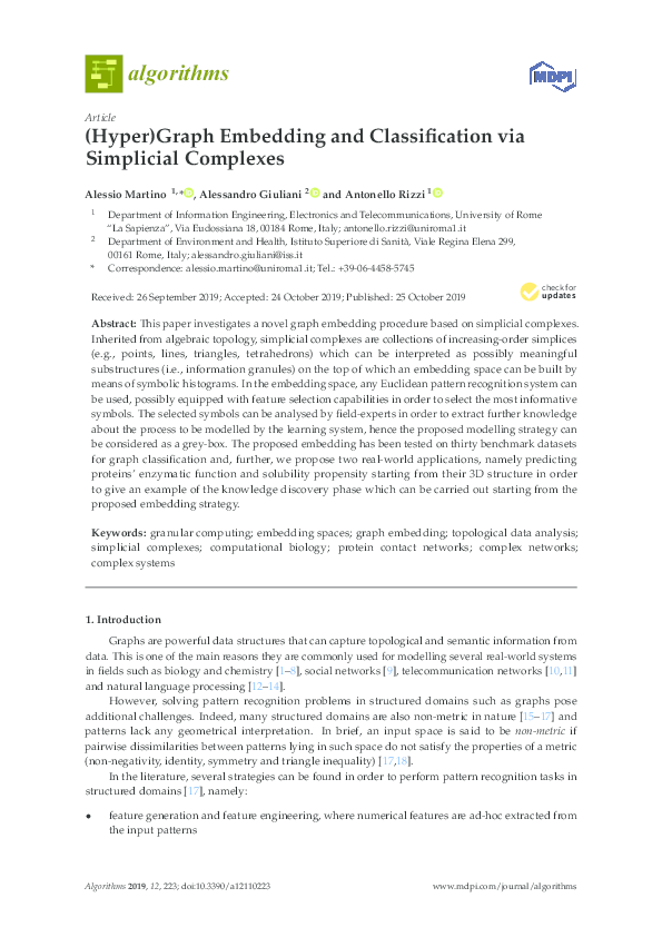 (PDF) Simplicial Complexes for Graph Embedding and Classification