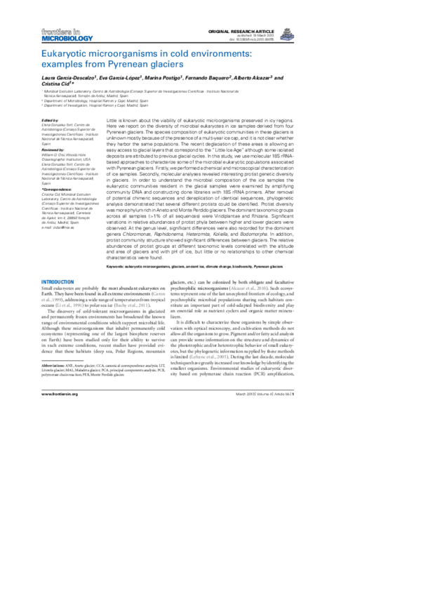 (PDF) Eukaryotic microorganisms in cold environments: examples from ...