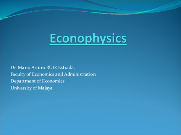 (PDF) Econophysics