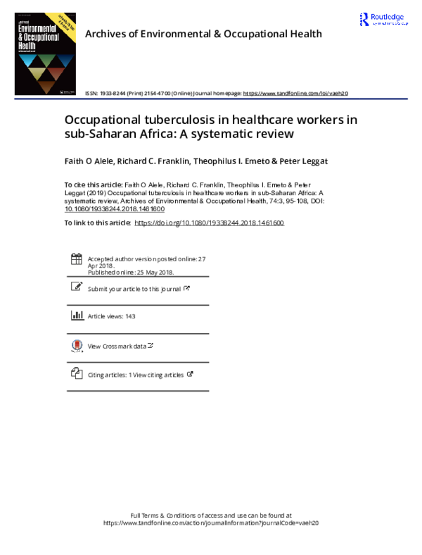 (PDF) Archives of Environmental & Occupational Health Occupational ...