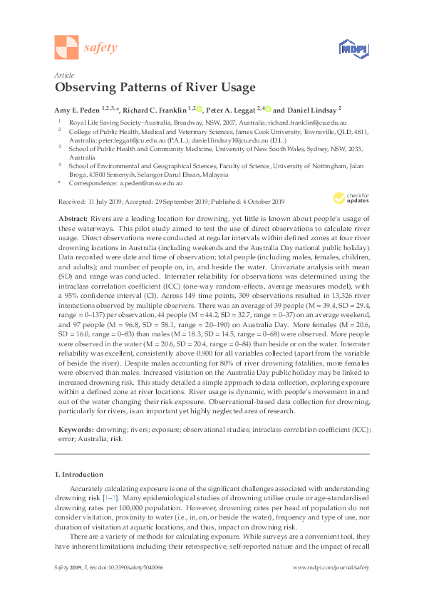 (PDF) Observing Patterns of River Usage