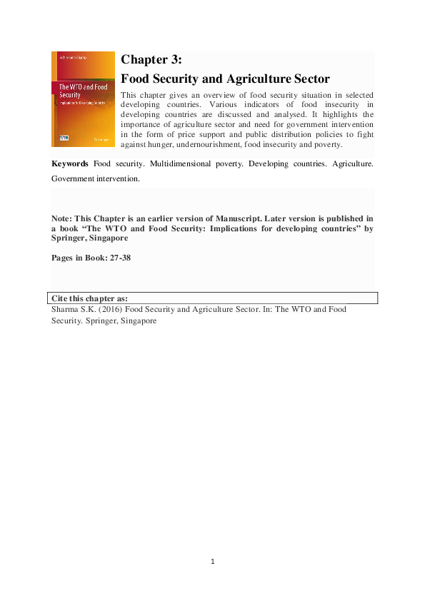 (PDF) Chapter 3: Food Security and Agriculture Sector