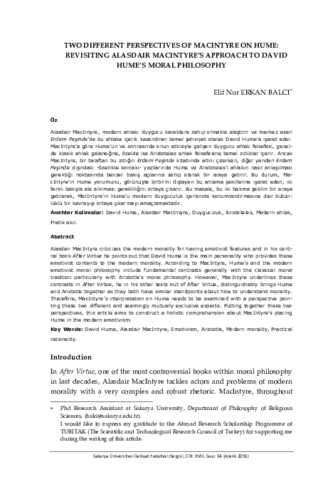 (PDF) TWO DIFFERENT PERSPECTIVES OF MACINTYRE ON HUME: REVISITING ...