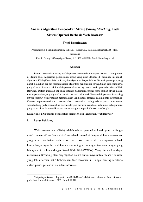 (DOC) Analisis Algoritma Pencocokan String (String Matching) Pada Sistem Operasi Berbasis Web ...