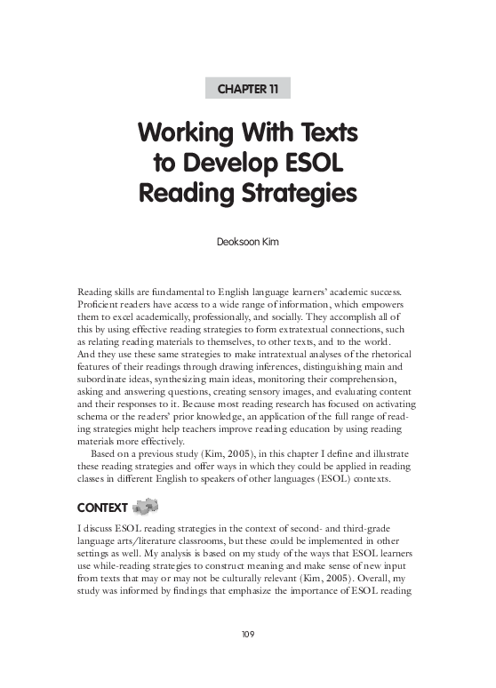 (PDF) Working With texts to Develop ESOL reading Strategies