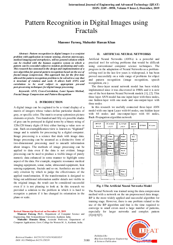 (PDF) Pattern Recognition in Digital Images using Fractals | Mansoor ...