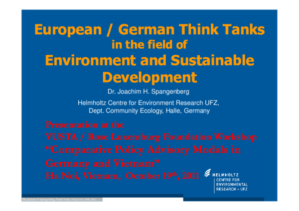 (PDF) German Think Tanks in the field of Environment and Sustainable ...