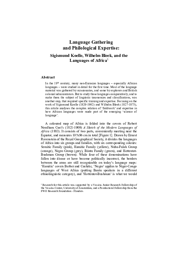 (PDF) Language Gathering and Philological Expertise: Sigismund Koelle ...