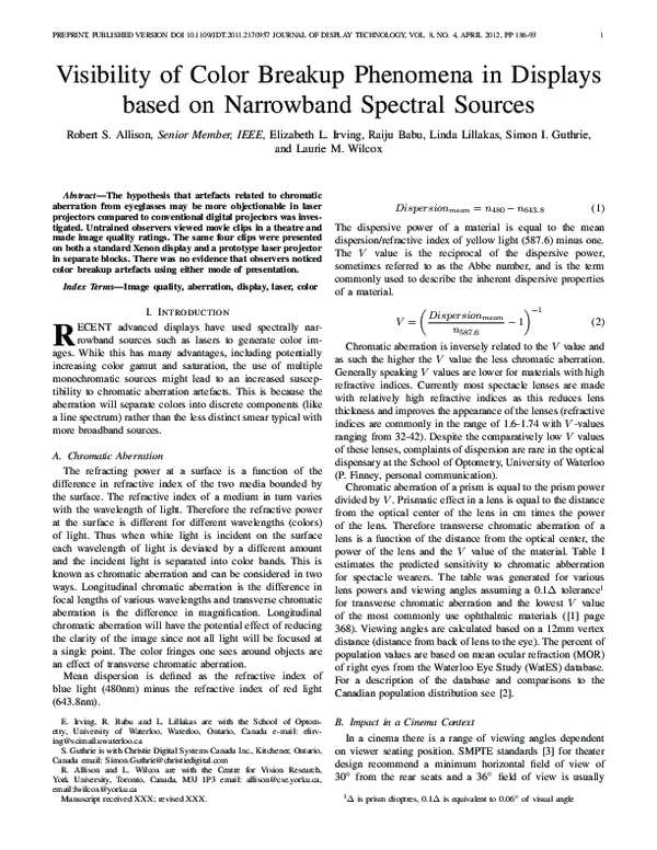 (PDF) Visibility of Color Breakup Phenomena in Displays Based on ...