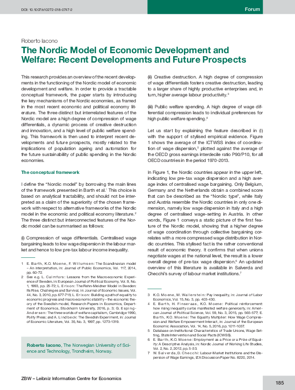 (PDF) The Nordic Model of Economic Development and Welfare: Recent ...