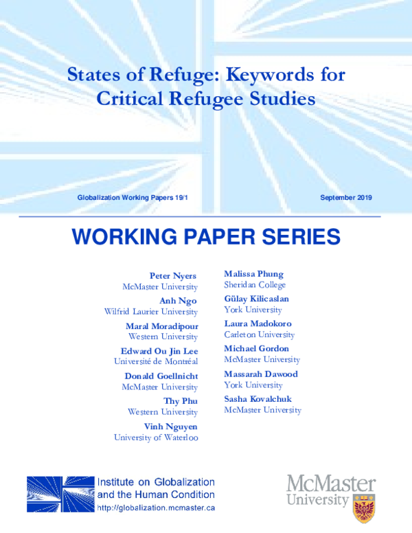(PDF) States of Refuge: Keywords for Critical Refugee Studies
