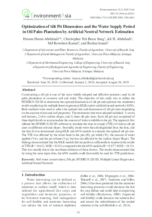 (PDF) Optimization of Silt Pit Dimensions and the Water Supply Period ...