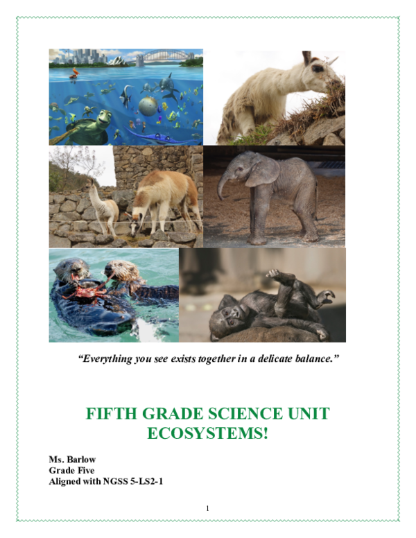 (PDF) Fifth Grade NGSS Science Unit