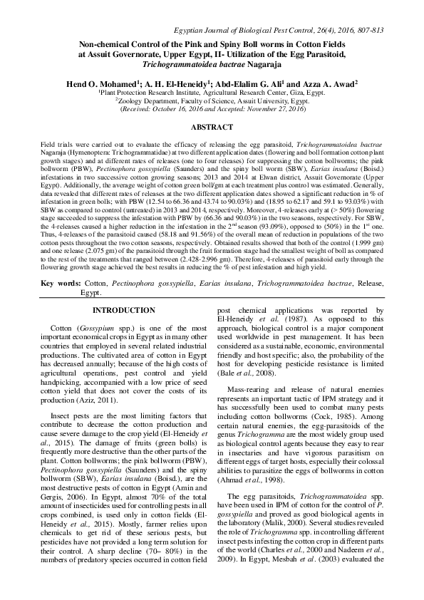 (PDF) Non-chemical Control of the Pink and Spiny Boll worms in Cotton ...