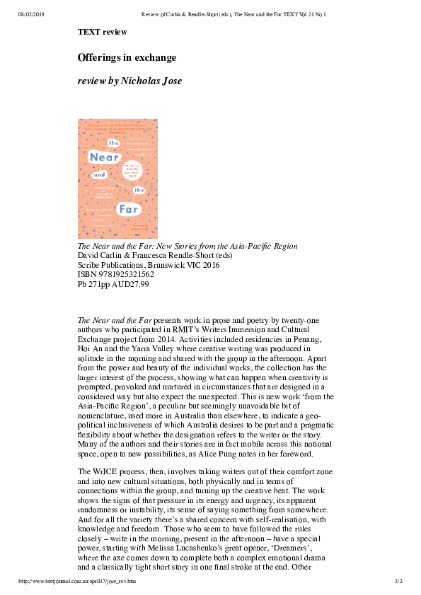 (PDF) The Near and the Far (ed.) | David Carlin and Francesca Rendle ...