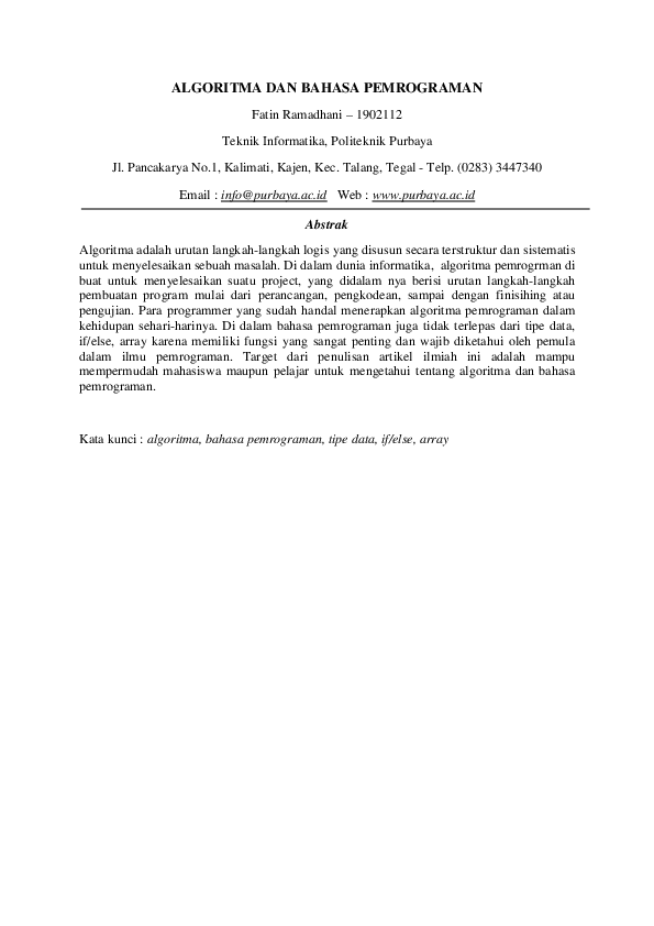 (PDF) ALGORITMA DAN BAHASA PEMROGRAMAN